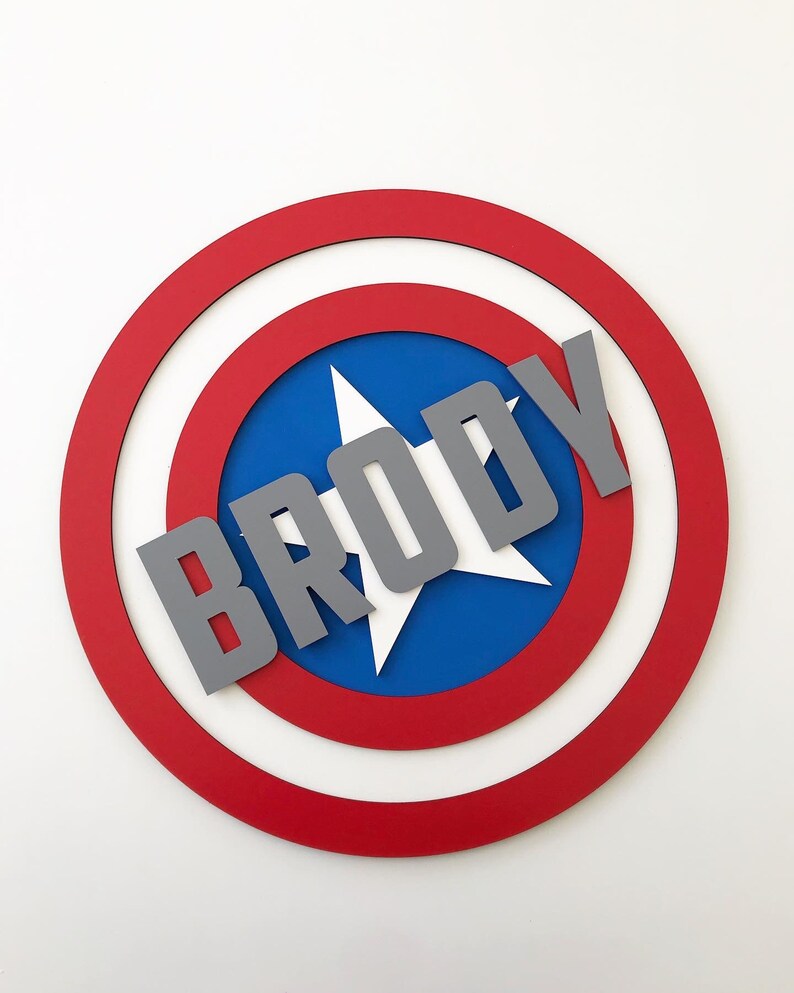 Wooden Personalised Captain America Shield Name Plaque / Sign - Etsy UK