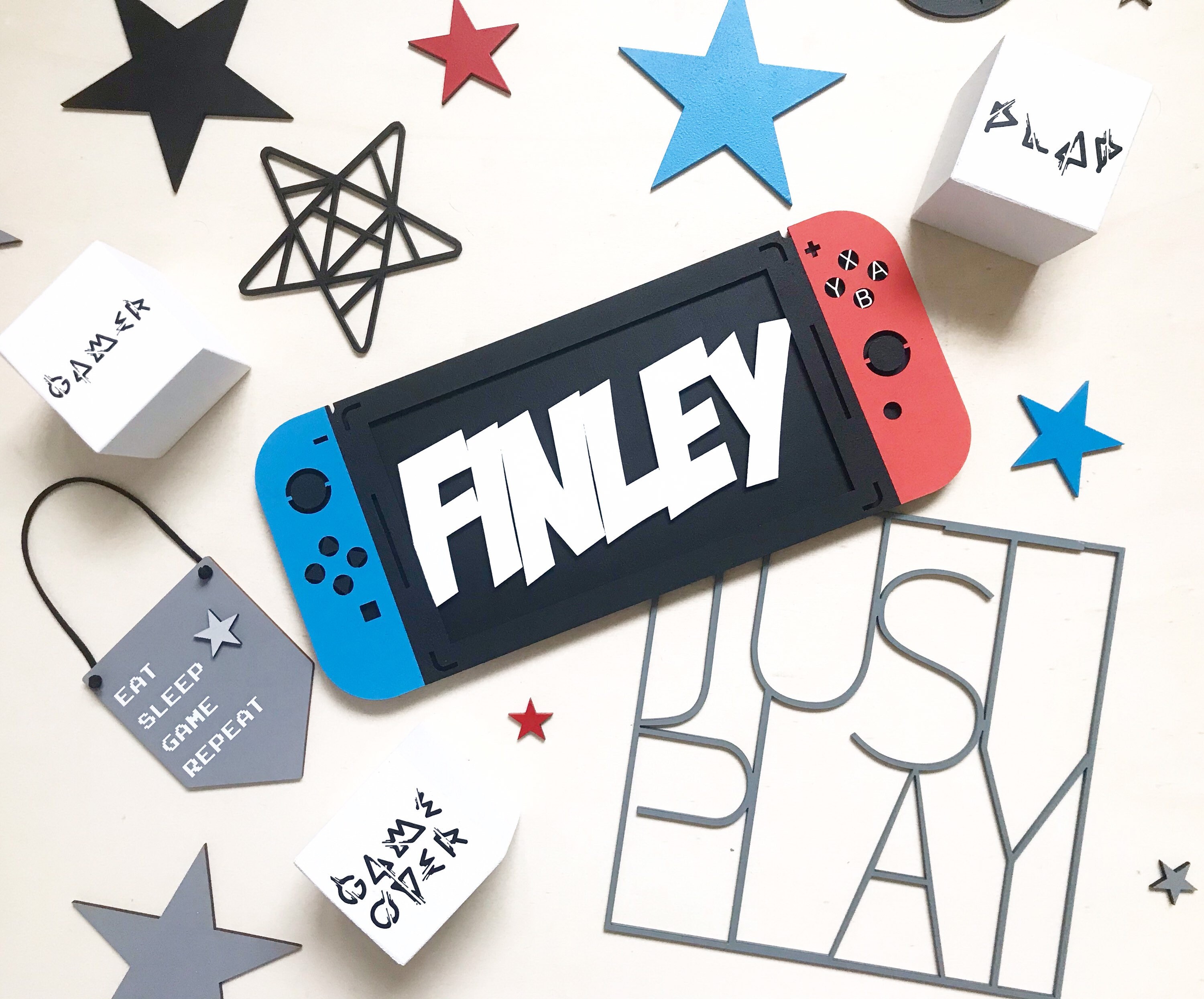 Wooden personalised Nintendo switch name gaming plaque / room | Etsy