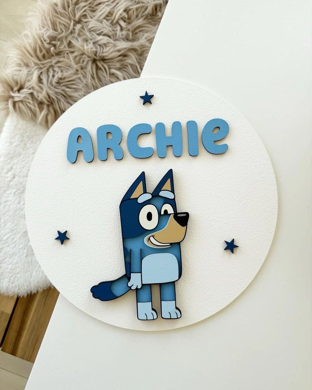 Wooden Bluey Personalised Name Plaque / Sign Boys / Girls Bedroom Decor ...