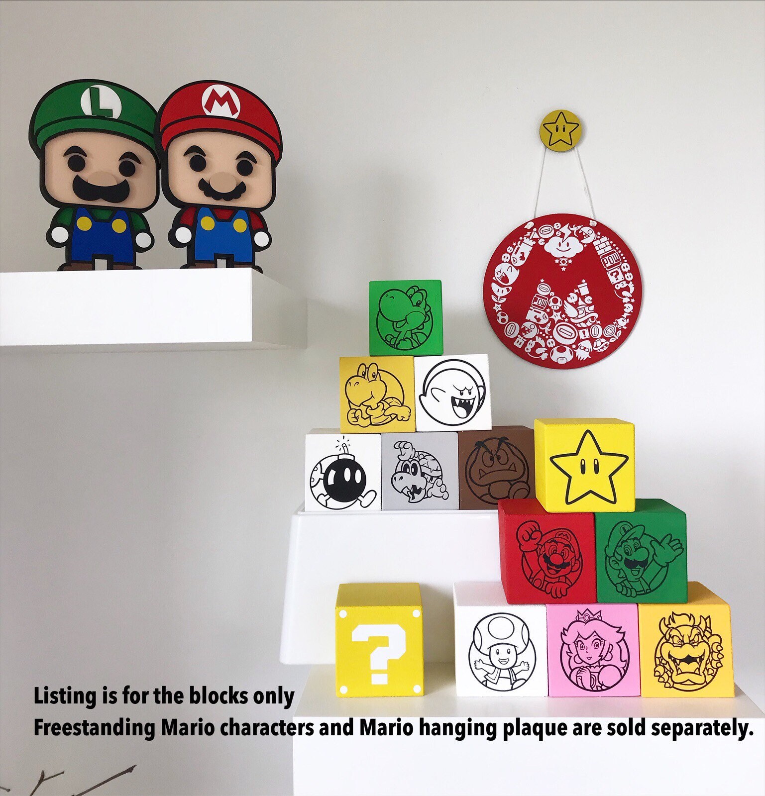 Wooden Super Mario Inspired Decor / Ornament Display Blocks - Etsy UK