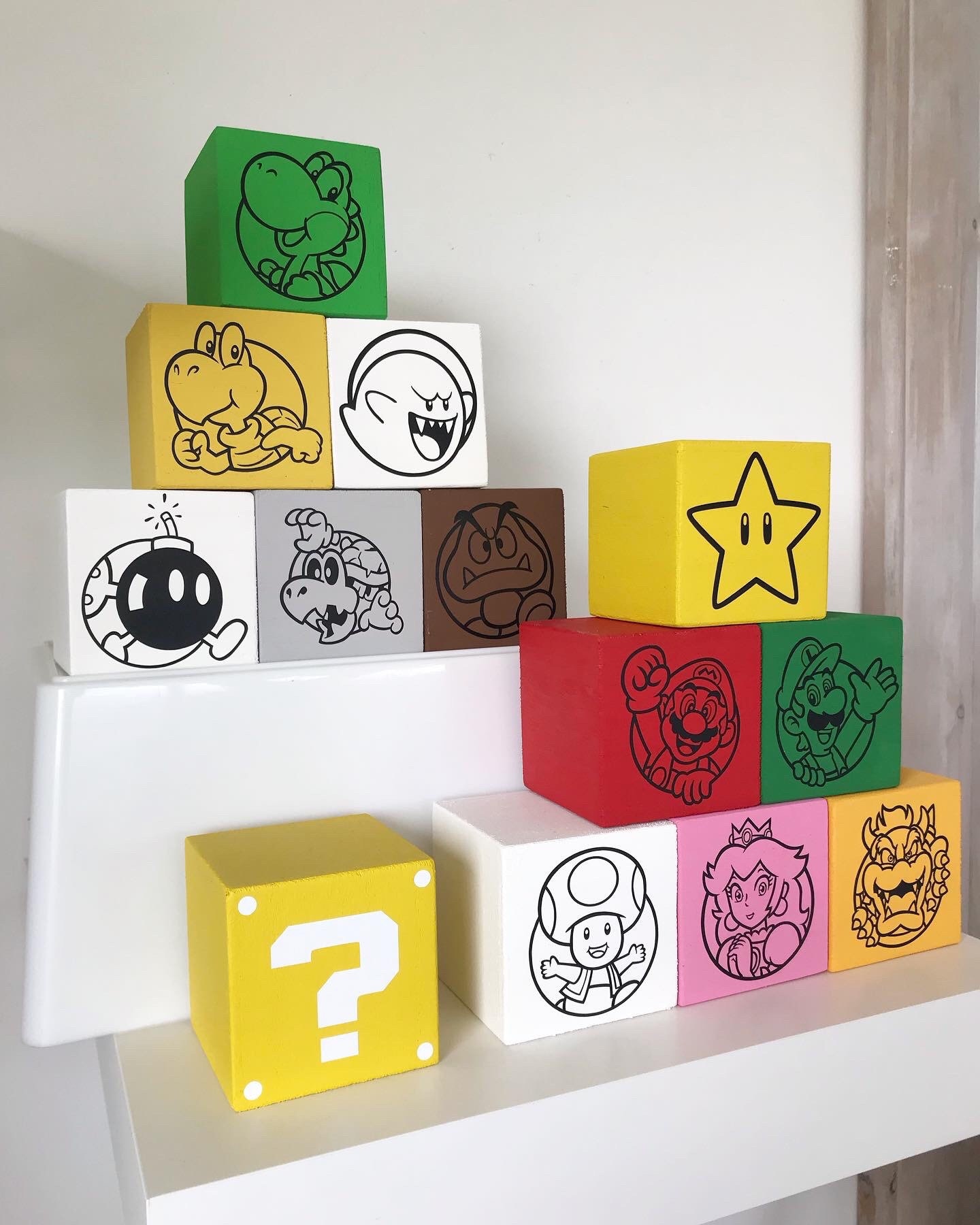 Wooden Super Mario Inspired Decor / Ornament Display Blocks - Etsy UK