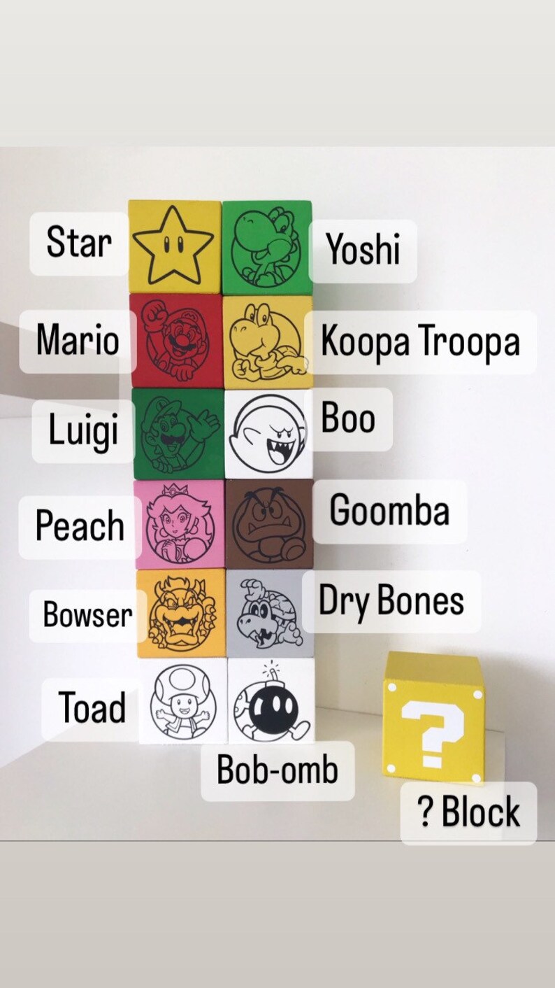 Wooden Super Mario Inspired Decor / Ornament Display Blocks - Etsy UK