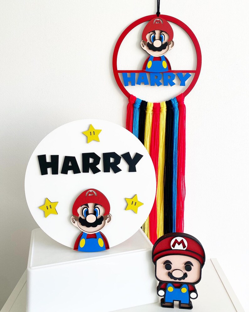 Wooden Super Mario Personalised Name Room Door Plaque / Sign - Etsy UK