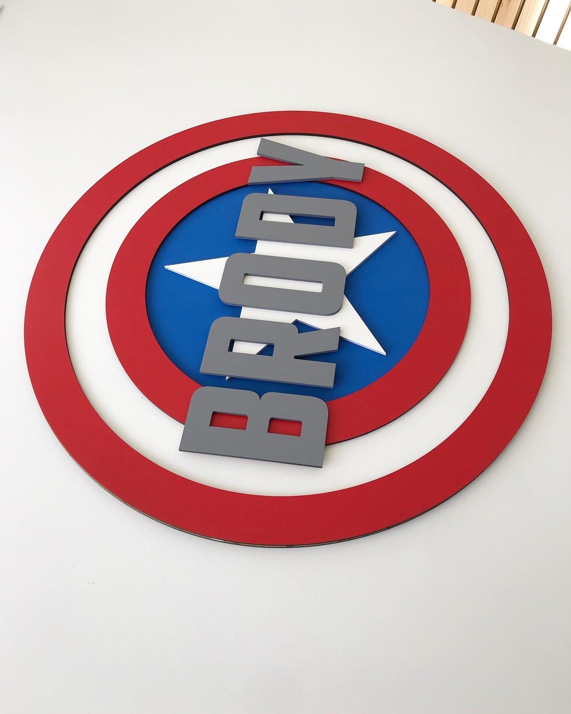 Wooden Personalised Captain America Shield Name Plaque / Sign - Etsy UK