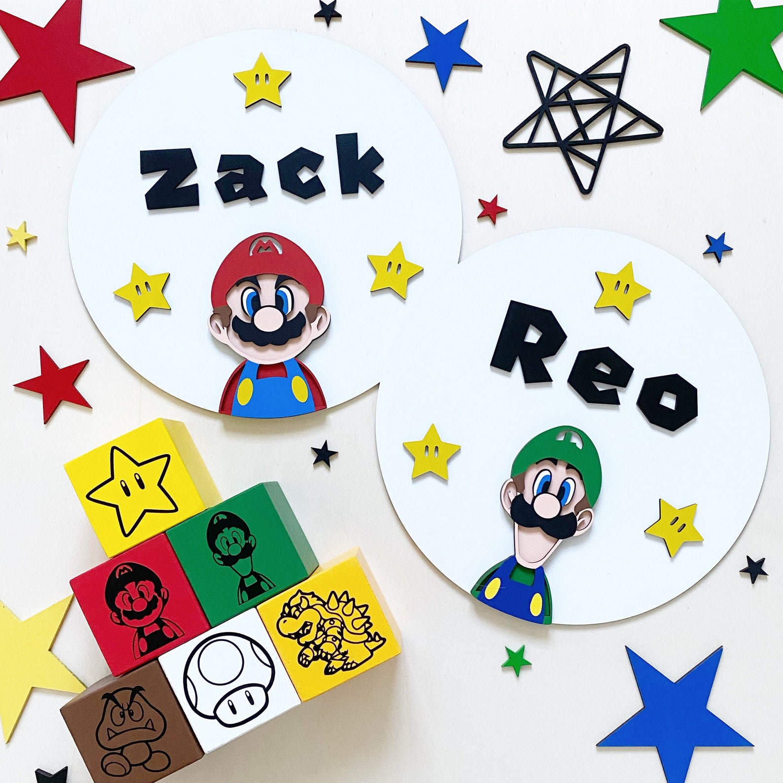 Wooden Super Mario personalised name room door plaque / sign | Etsy