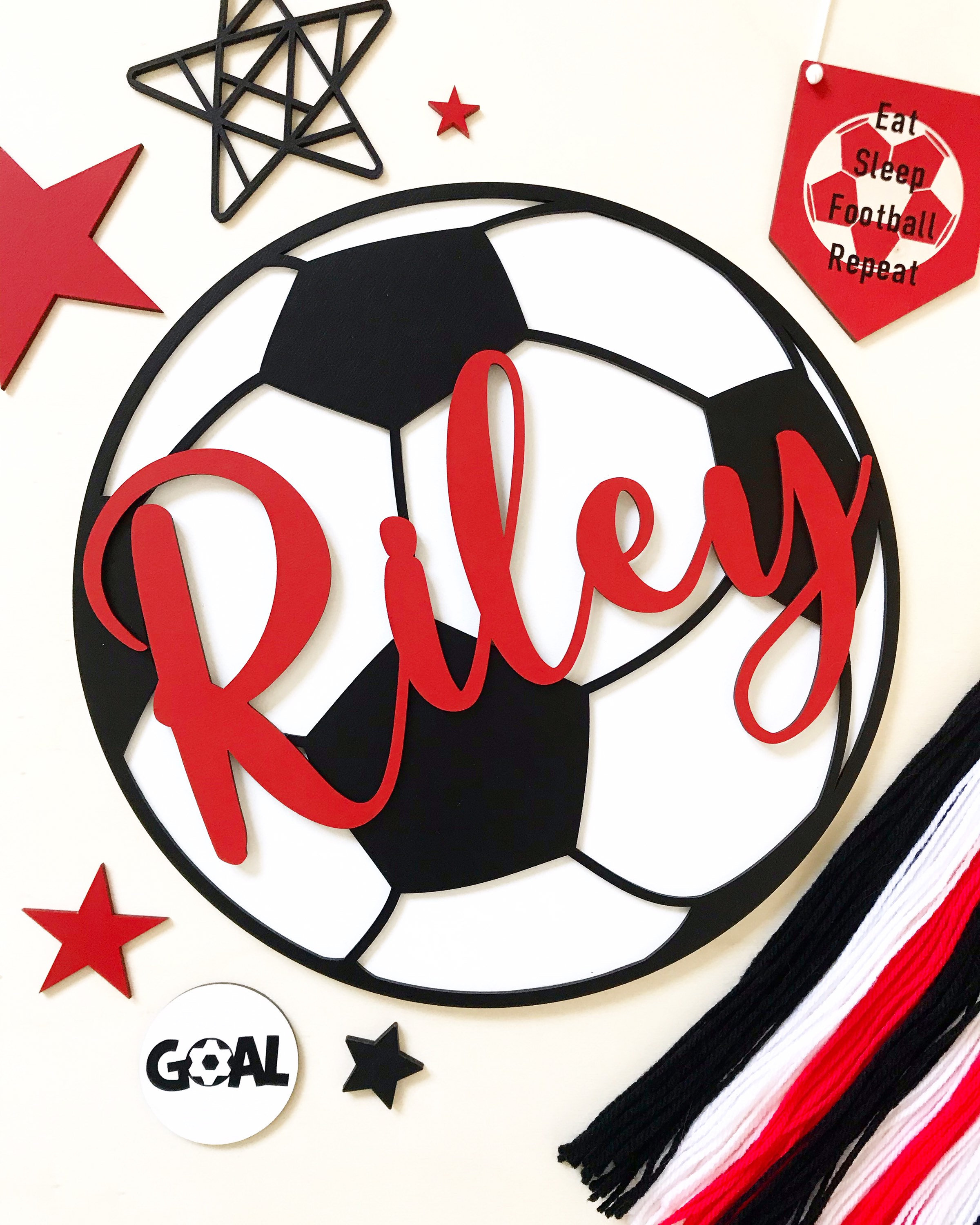 Wooden Football Personalised Name Room Door Plaque / Sign | Etsy UK