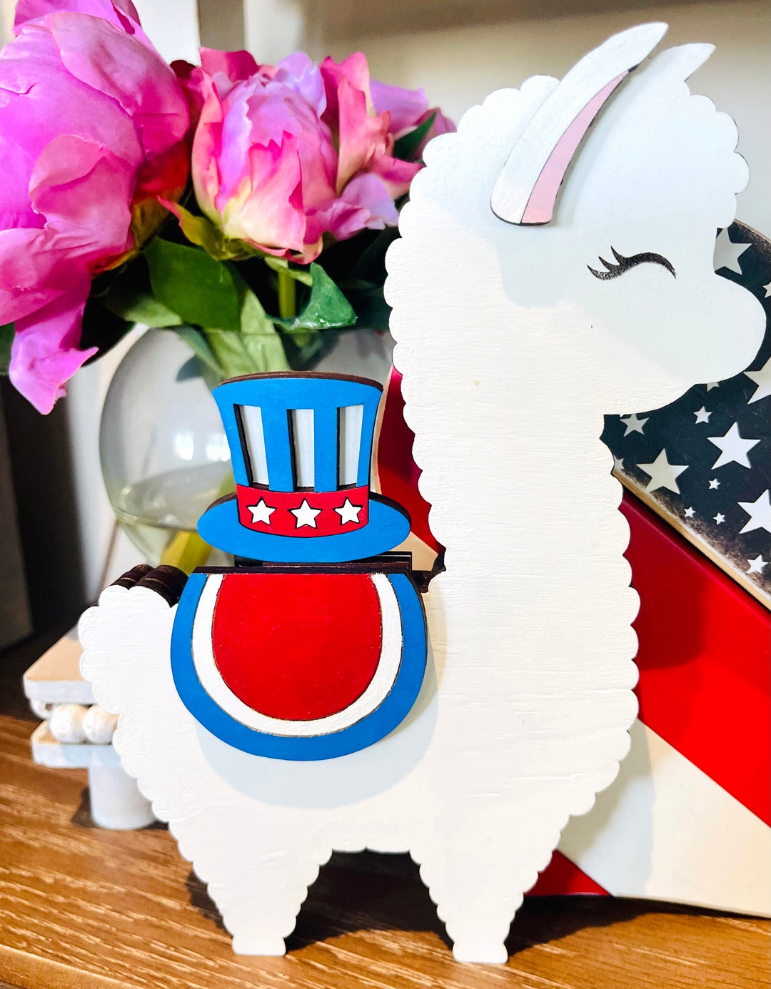 Alpaca Wood Art With Interchangeable Uncle Sam Cargo Pack - Etsy
