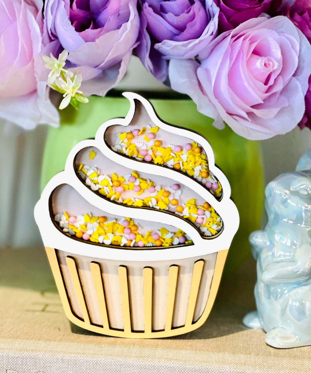Spring Easter Cupcake Shaker - Wood Art - Etsy