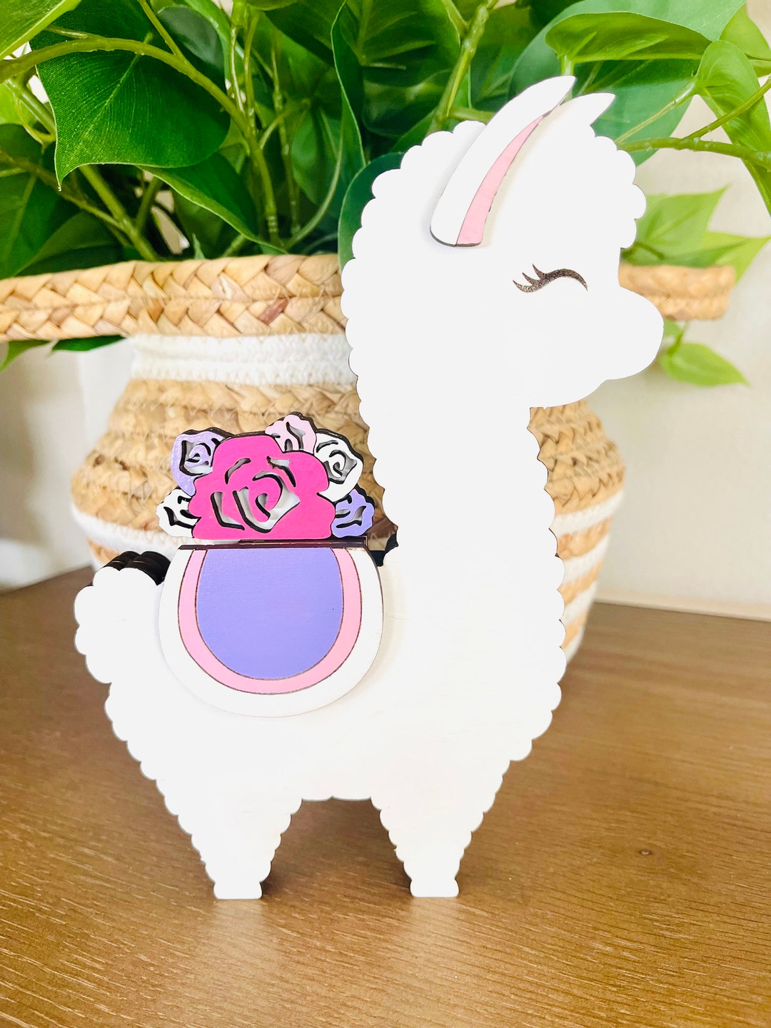 Alpaca Wood Art With Interchangeable Floral Cargo Pack - Etsy