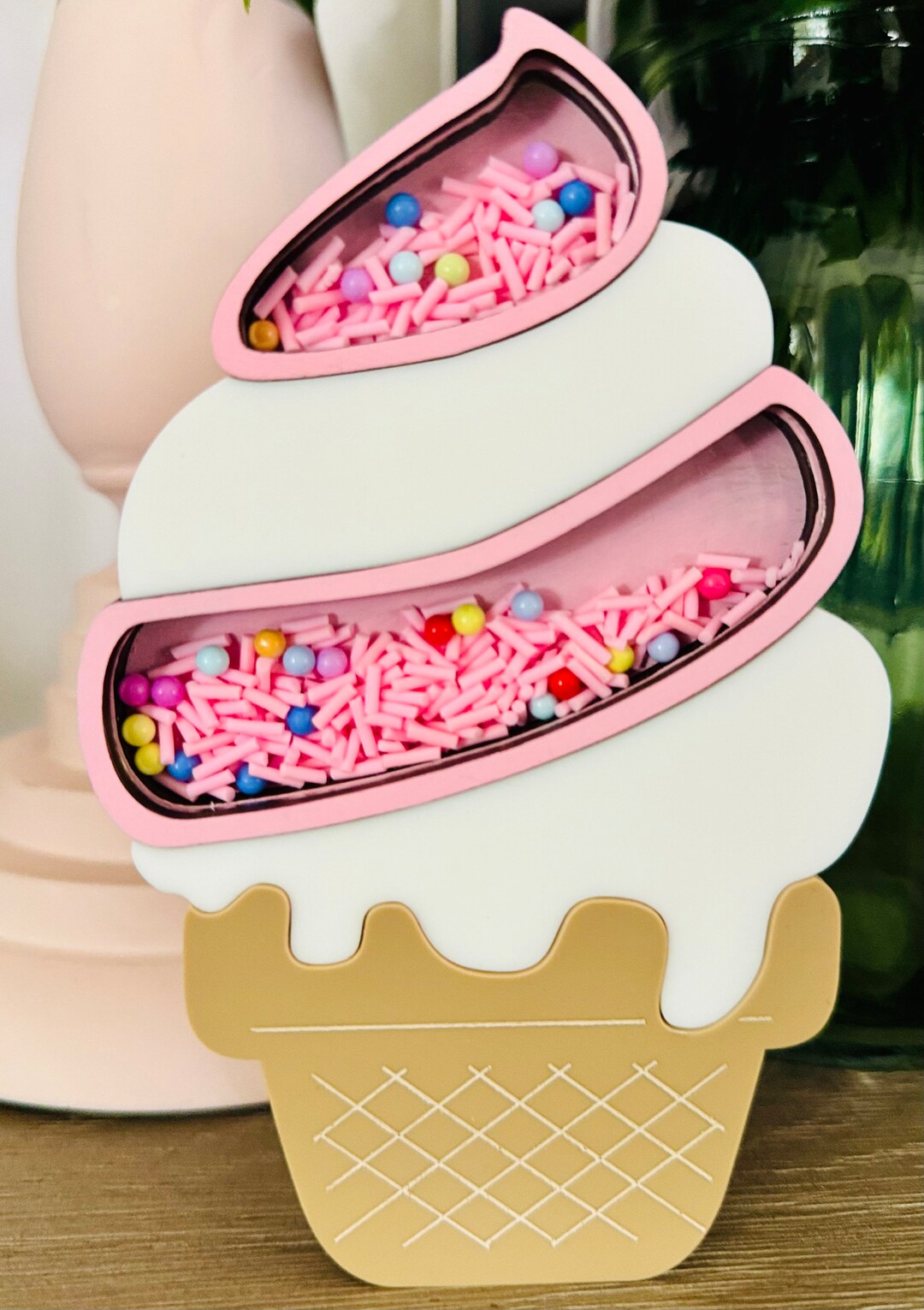 Ice Cream Cone Shaker - Summer Wood Art - Tiered Tray Decor - Etsy