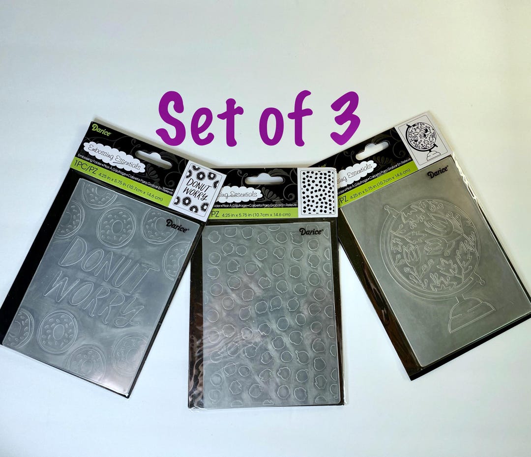 Darice Embossing Folders Set: Globe, Donut, Blot Dot - DIY Card Making ...