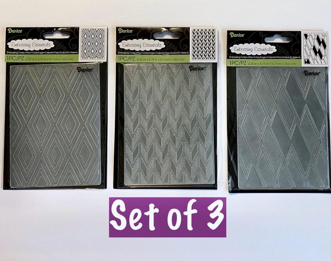 Three Darice Geometric Embossing Folders Set: Arrows, Diamonds ...
