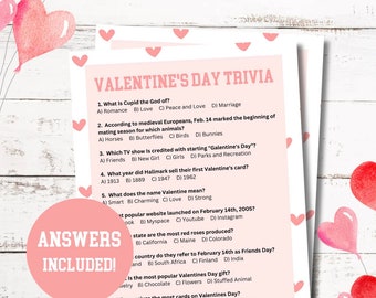 Valentines Day Trivia Game, Valentine Day Party Game for Kids ...