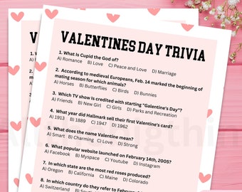 Valentines Day Trivia Game, Valentine Day Party Game for Kids ...