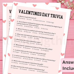 Valentines Day Trivia Game, Valentine Day Party Game for Kids ...