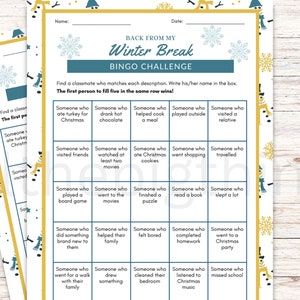 Winter Break Bingo, Bingo Game, Classroom Activity, Kids' Winter ...