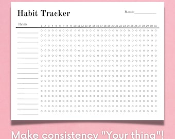 Monthly Habit Tracker Printable Landscape, Habit Tracker Template ...