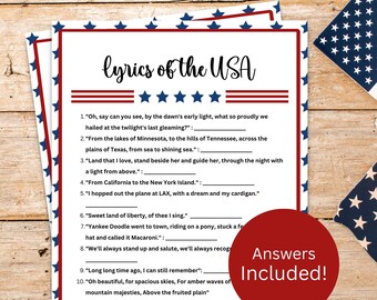 Patriotic Name That State Nickname Match up Game | Printable Memorial ...