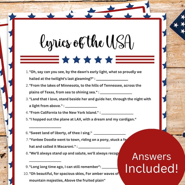 Fourth of July Trivia Game United States History Trivia 4th of July ...