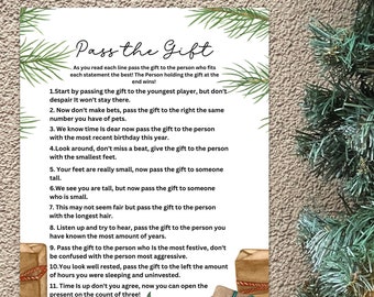 Christmas Pass the Present Game, Christmas Gift Exchange Game, White ...