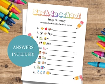Back to School Game, Emoji Pictionary Worksheet, First Day of School ...