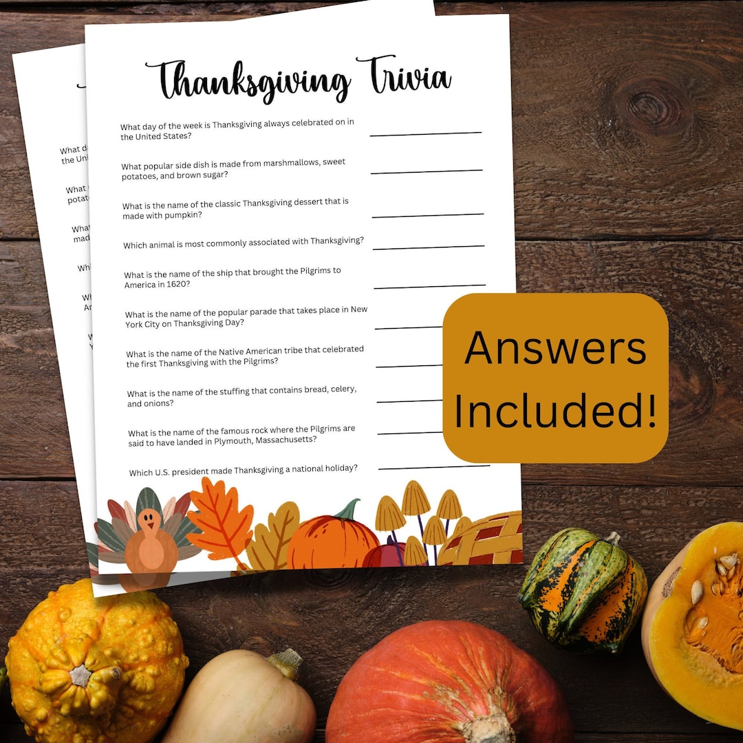 Thanksgiving Trivia Game | Thanksgiving Printable Games | Fun ...