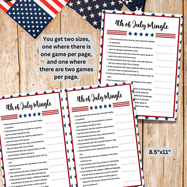 Fourth of July Game | Guests Mingle | 4th of July Printable Party Games ...