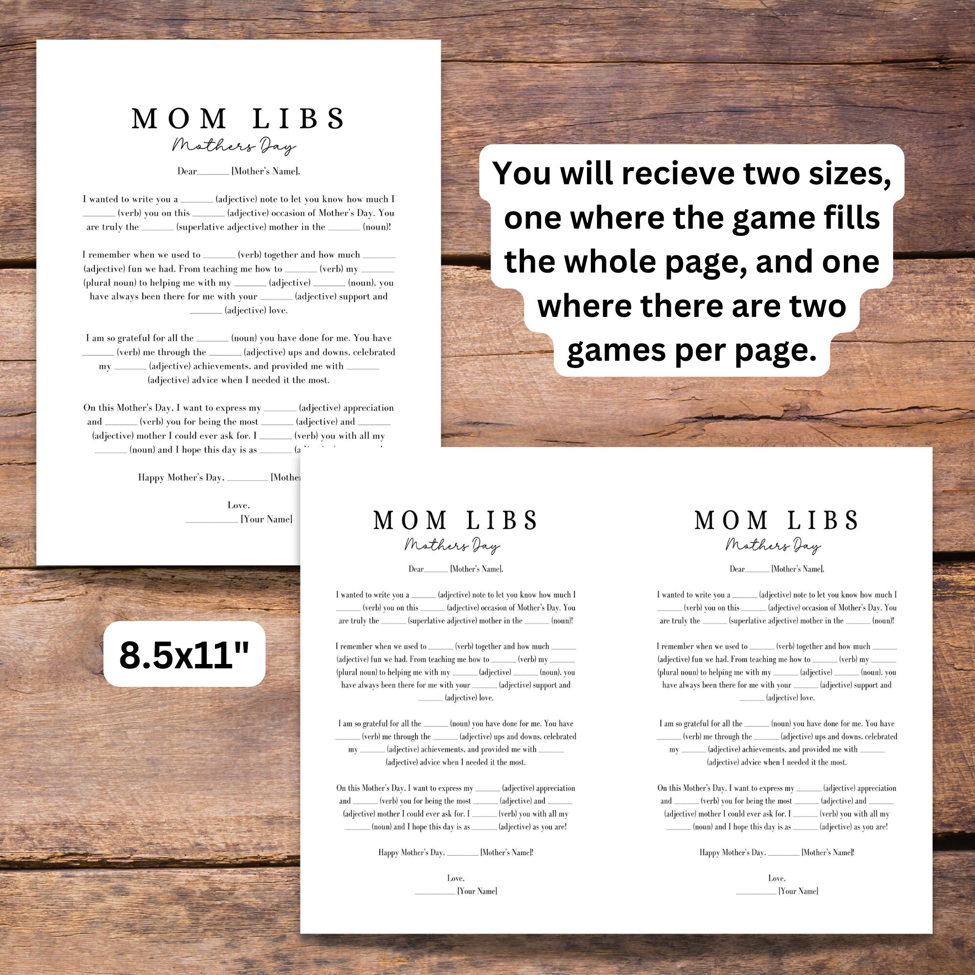 Mother's Day Mad Libs | Mad Libs | Mother Day Game | Printable Mothers ...