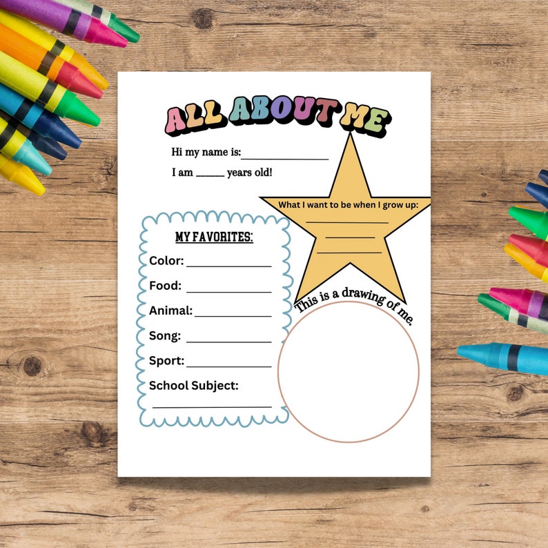 PRINTABLE All About Me Worksheet, Printable Activity for Kids, First ...