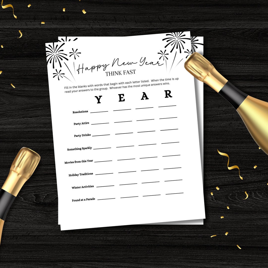 New Year's Eve Scattergories Game, New Years Games, New Years Eve Party ...