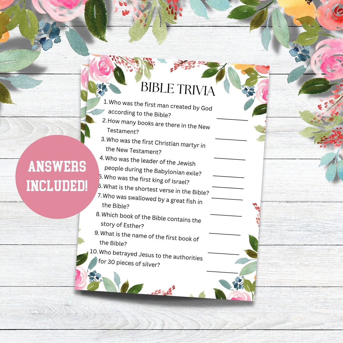 Bible Trivia, Church Party Game, Bible Game, Fun Church Game, Bible ...