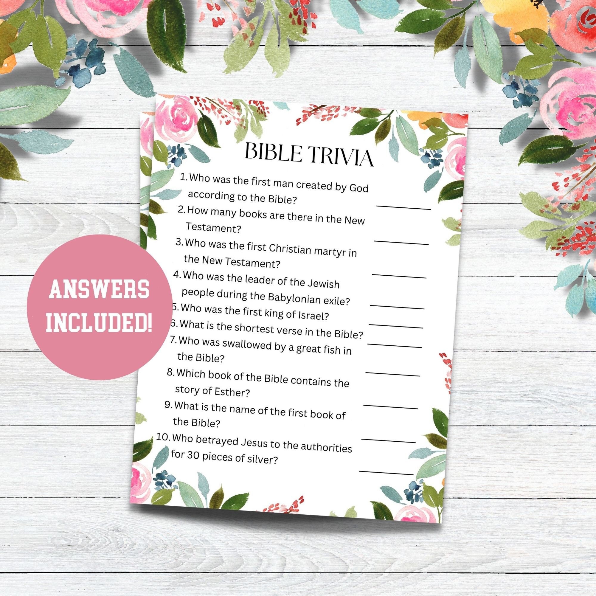 Bible Trivia, Church Party Game, Bible Game, Fun Church Game, Bible ...
