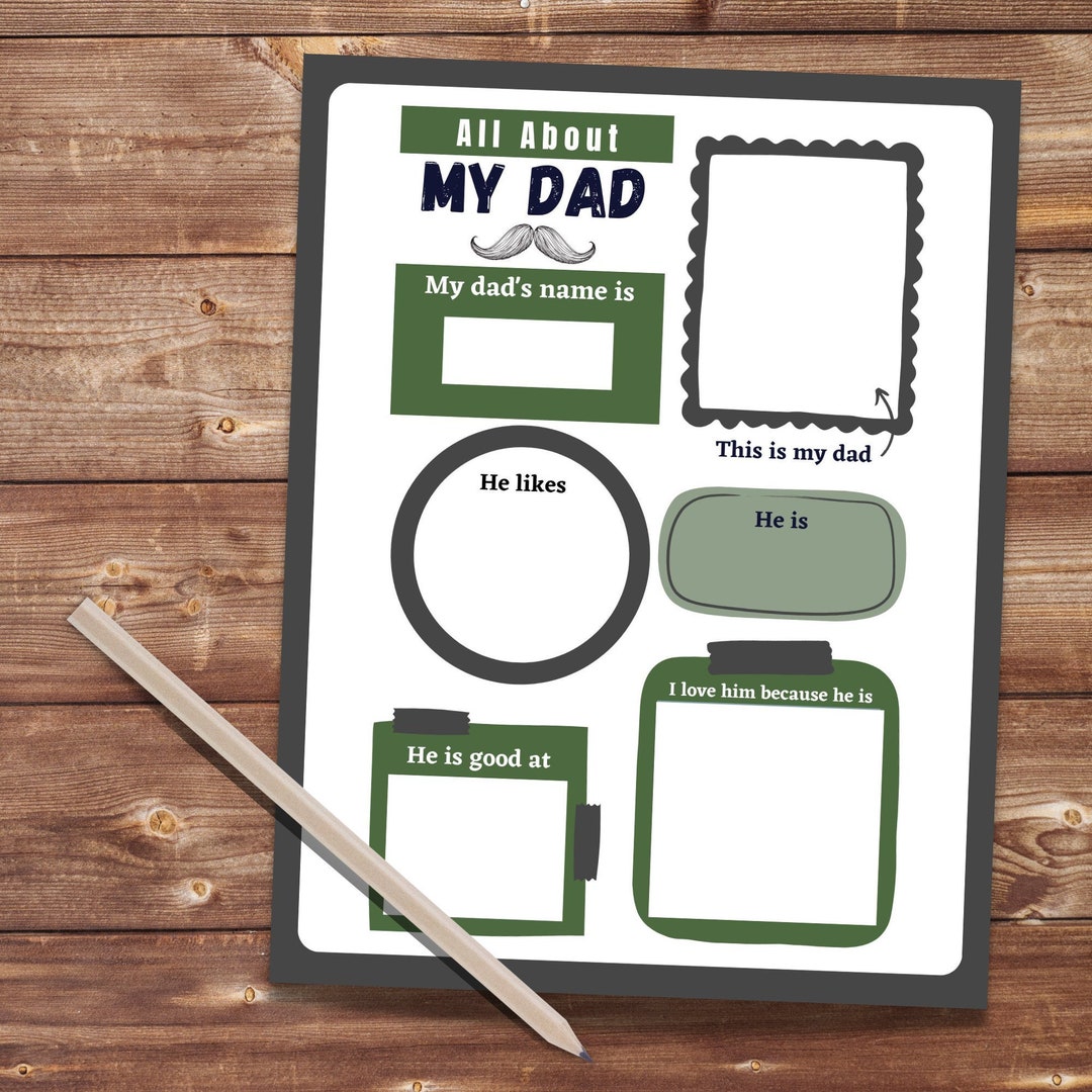 Todo sobre mi papá, Imprimible del Día del Padre, Regalo del Día del ...