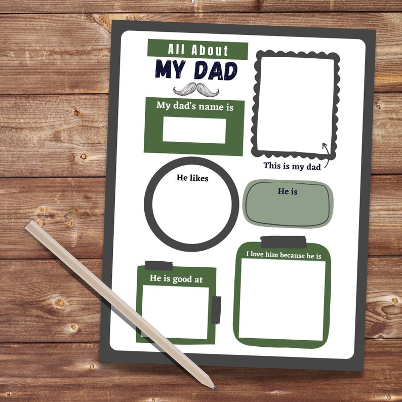 Todo sobre mi papá, Imprimible del Día del Padre, Regalo del Día del ...