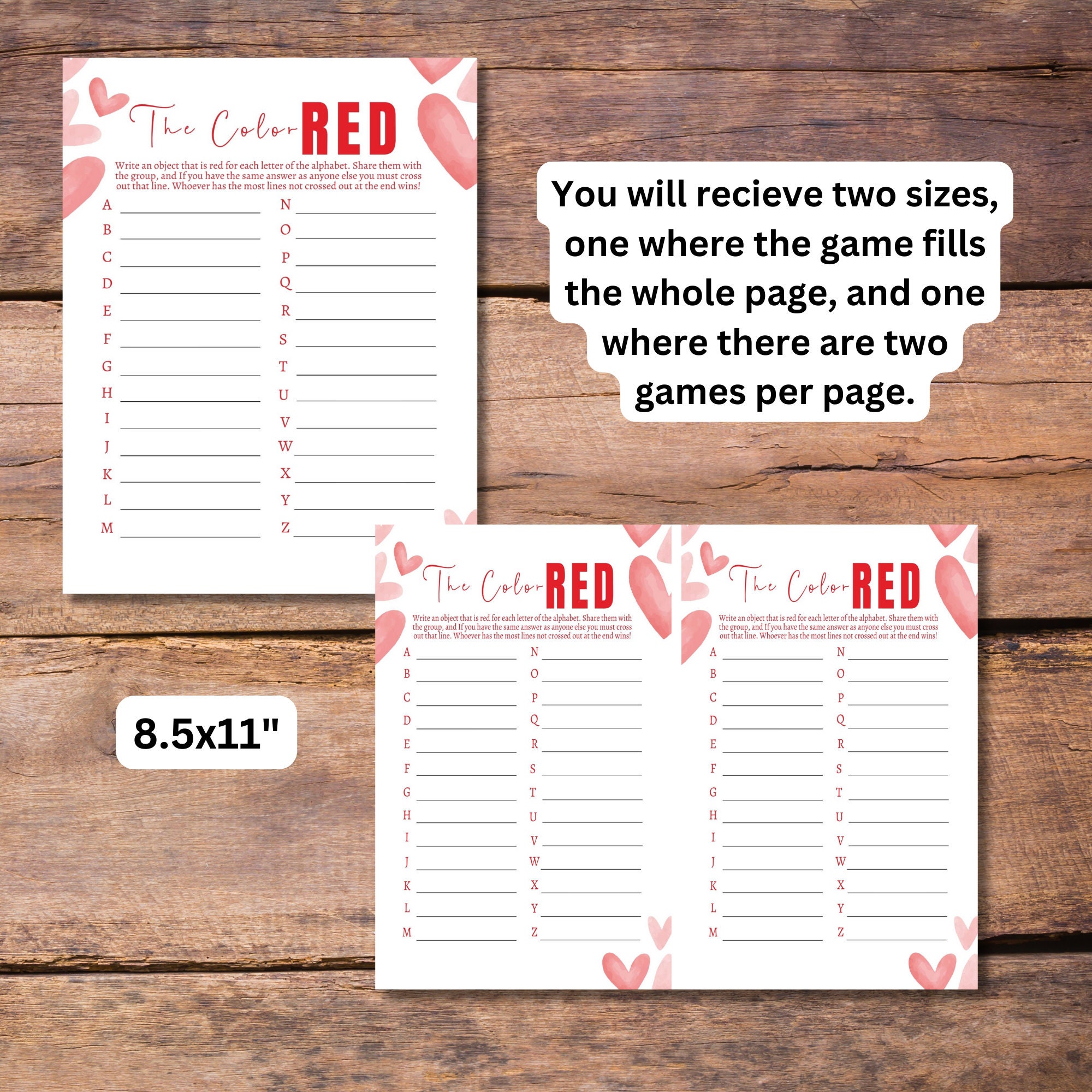 Valentine's Day the Color Red Game | Valentine Printable Games | Fun ...