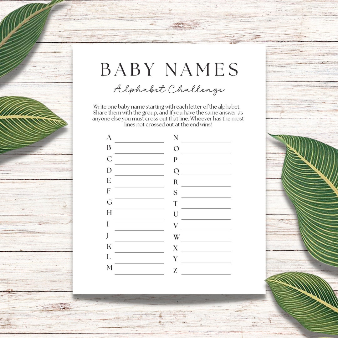 Baby Name Race Game, Alphabet Baby Name Game, Minimalist Baby A-Z Name ...