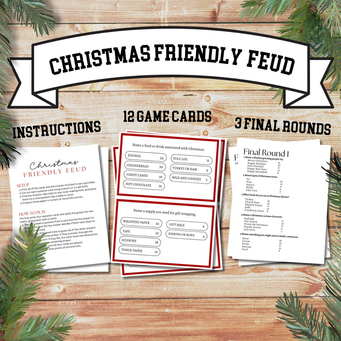 Christmas Friendly Feud Game, Christmas Party Game, Printable Christmas ...