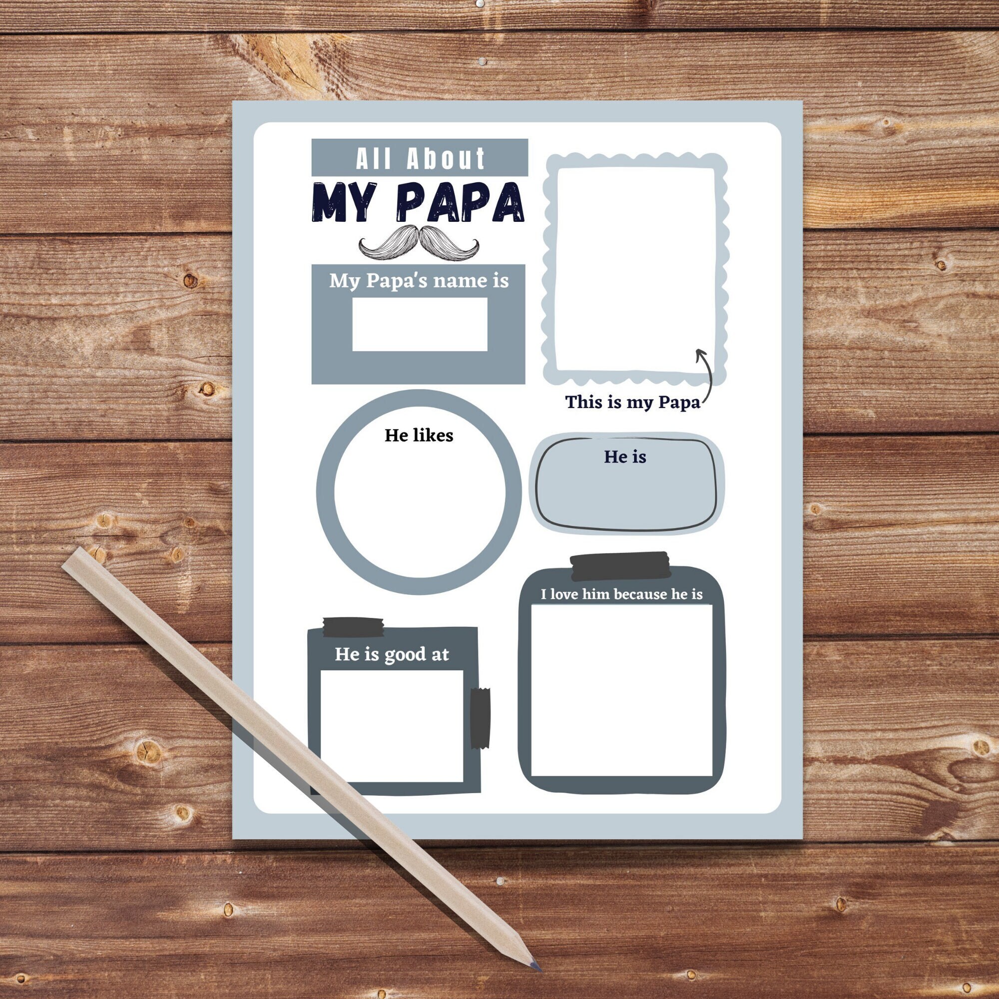 Father's Day Printable, All About My Papa, Personalized Papa Gift ...