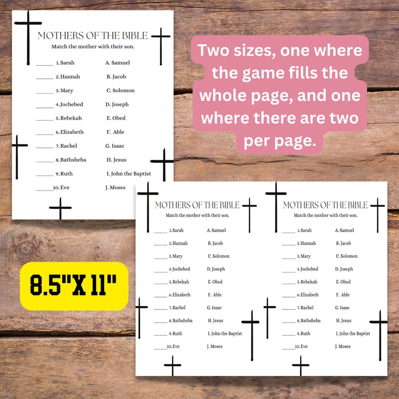 Mothers Day Bible Games, Bible Match Party Game, Bible Games for Kids ...