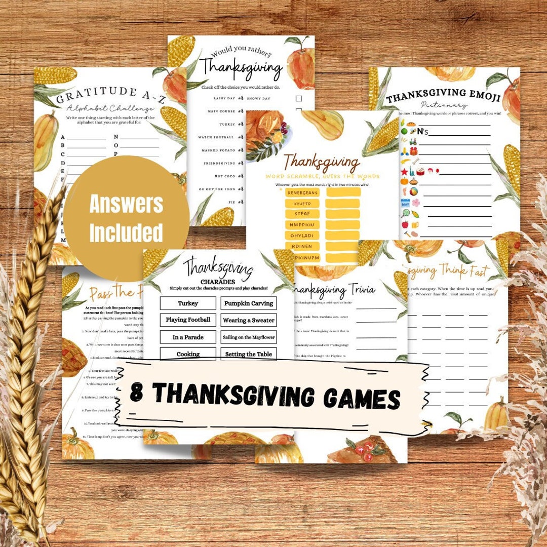 Thanksgiving Games Bundle, Printable Games, Dinner Party Games ...