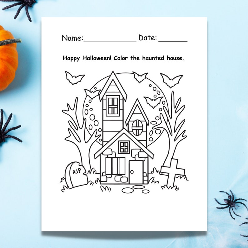 5 Halloween Coloring Page Large Form for Toddler Digital - Etsy