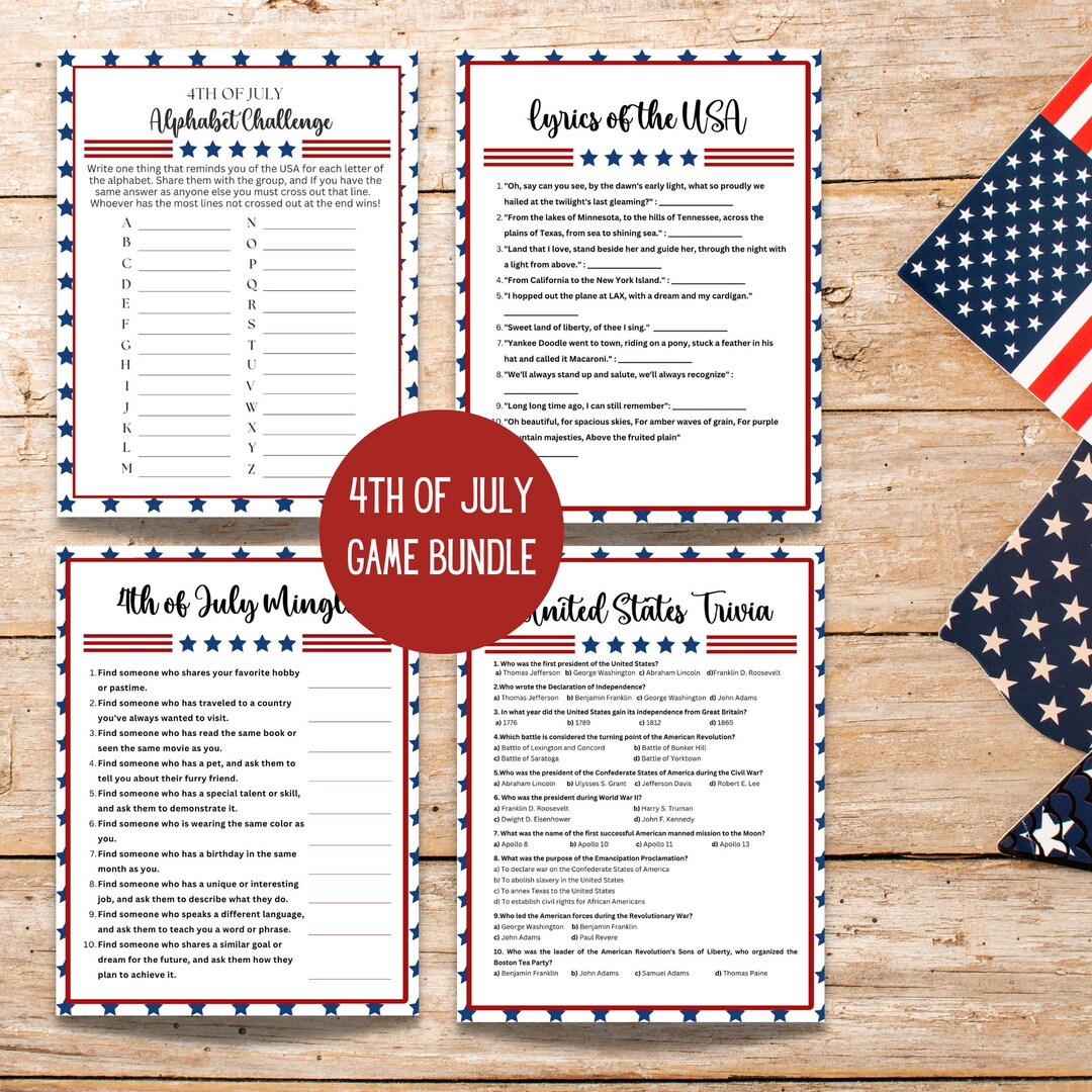 4th of July Games, 4th of July Game Bundle, Patriotic Games, American ...