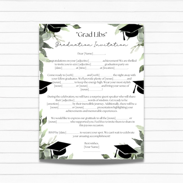 Graduation Mad Libs - Etsy
