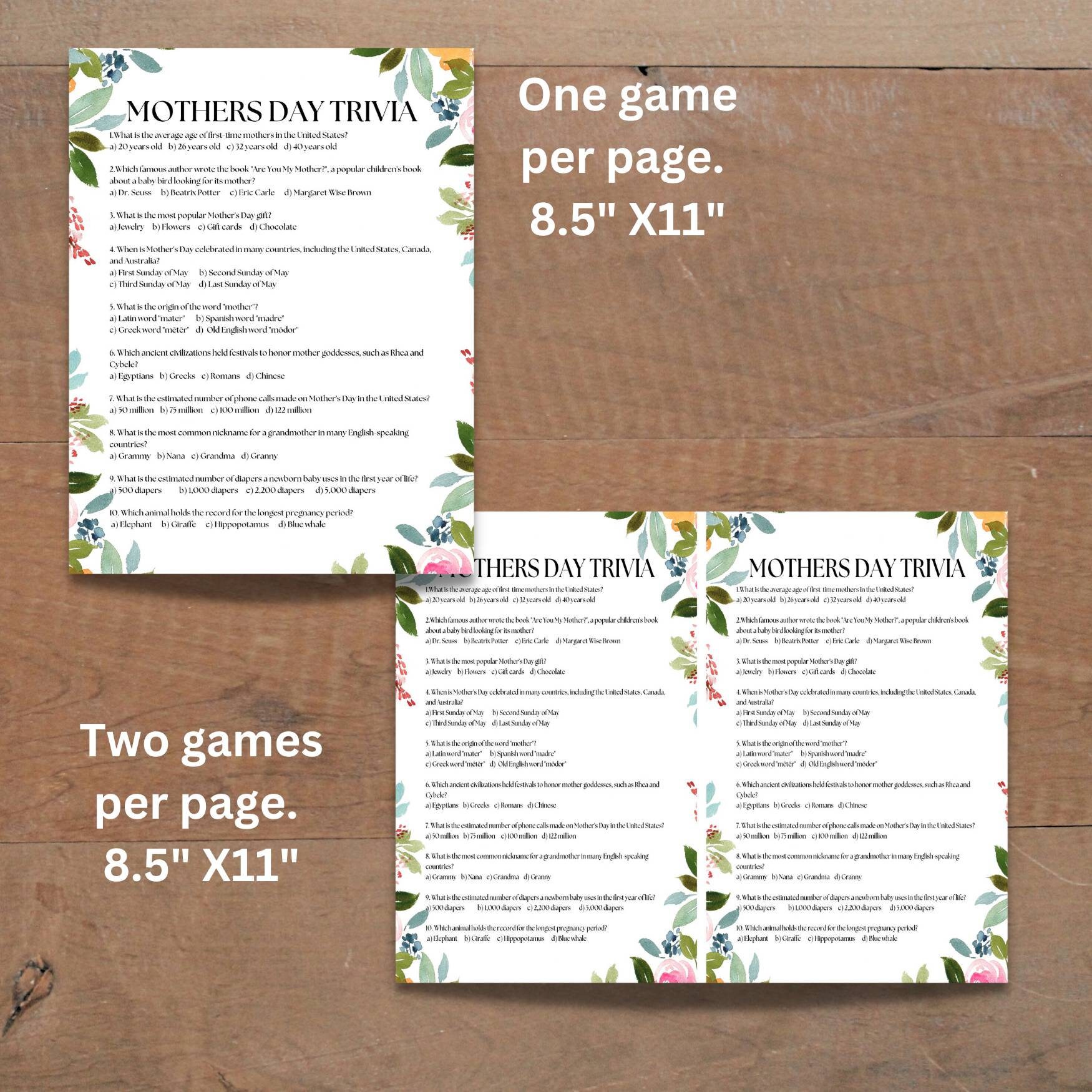 Mother's Day Trivia Quiz | True or False Game | Mother Day Trivia Game ...