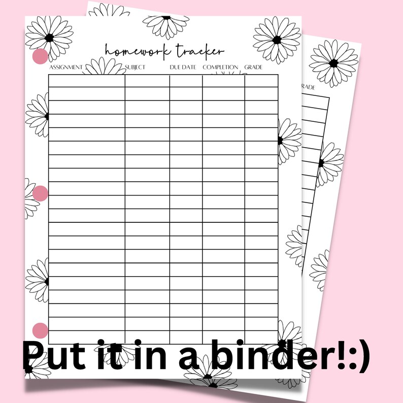 Printable Assignment Tracker, Weekly Homework Planner, Back to School ...