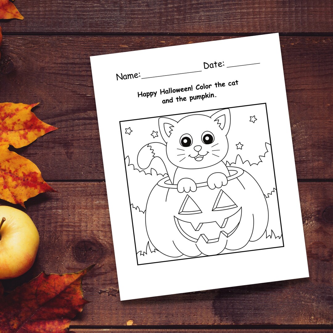 Halloween Coloring Page, Large Form for Toddler, Digital Download ...