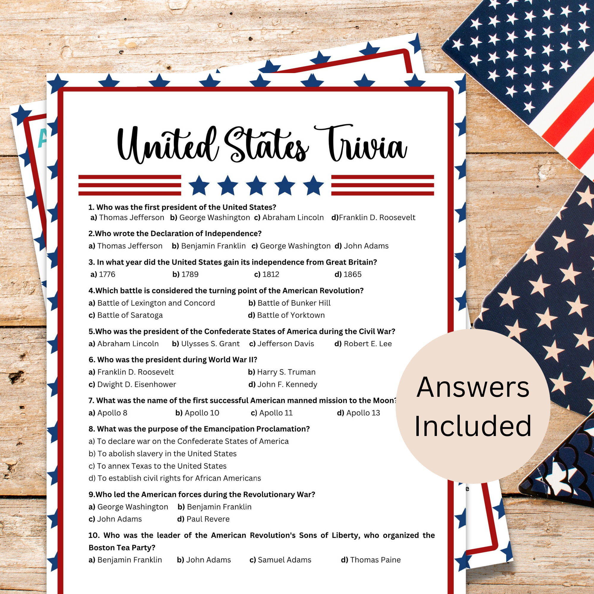 4th of July Games, 4th of July Game Bundle, Patriotic Games, 7 American ...