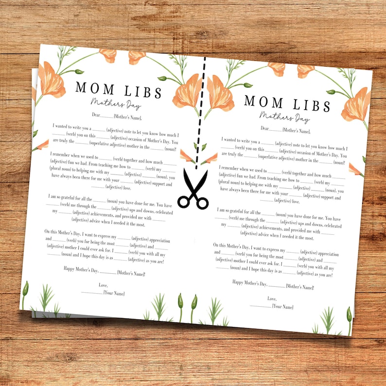 Mother's Day Mad Libs | Mad Libs | Mother Day Game | Printable Mothers ...