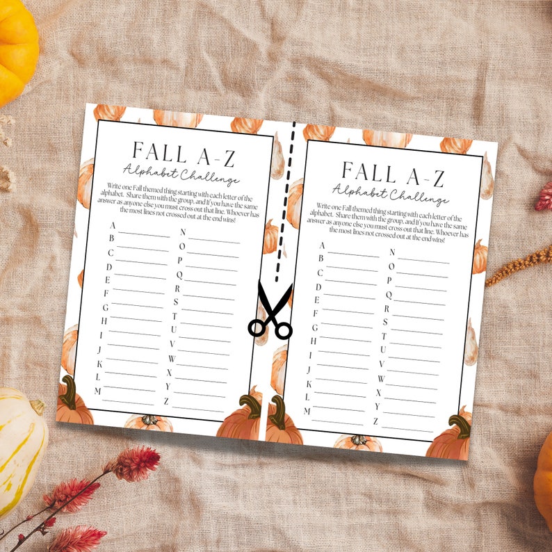 Fall A - Z Race Game, Printable Autumn Party Games, Fall Time ...