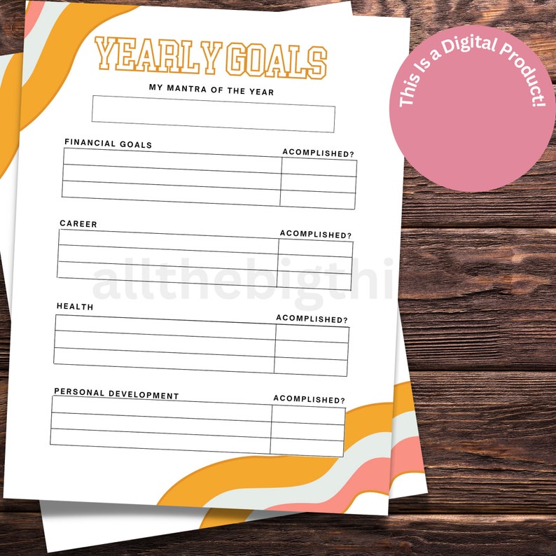 Top 4 Goals - Yearly Goals, Quarterly Goals, Monthly Goals, Weekly ...